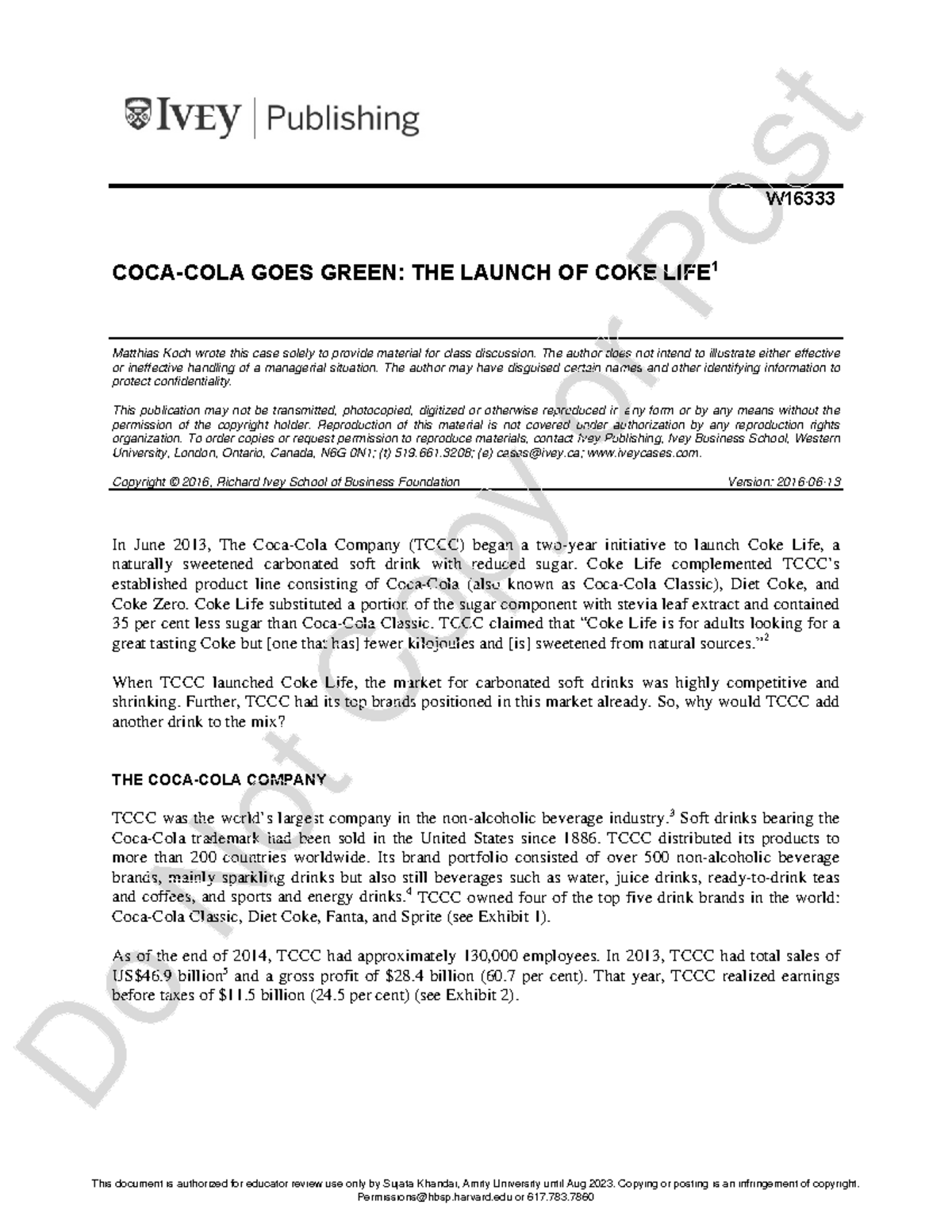 COCA-COLA GOES Green- THE Launch OF COKE LIFE1 - W COCA-COLA GOES GREEN ...