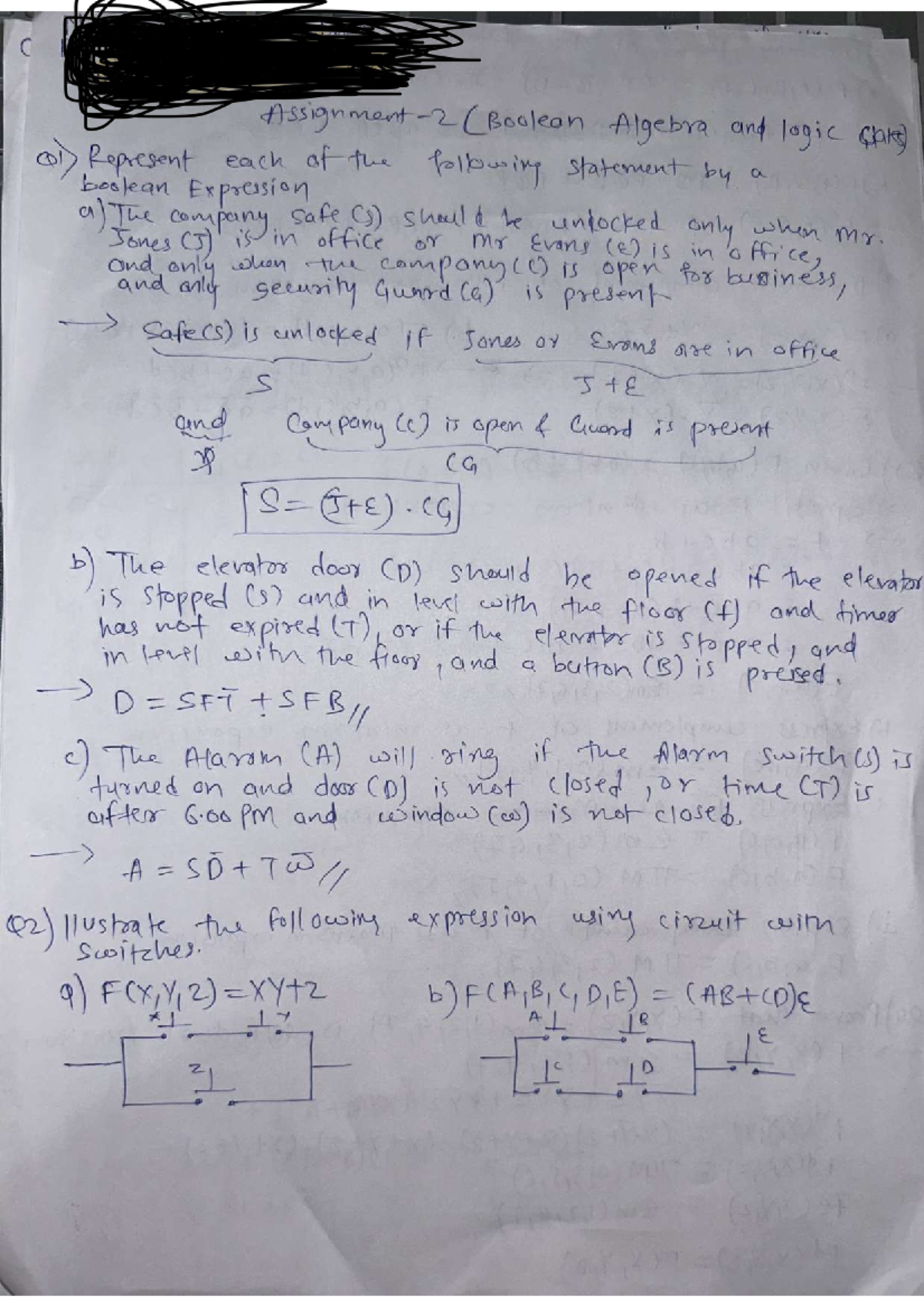 IMG 6499 - Practice question on boolean algebra - C Assignment (Boolean ...