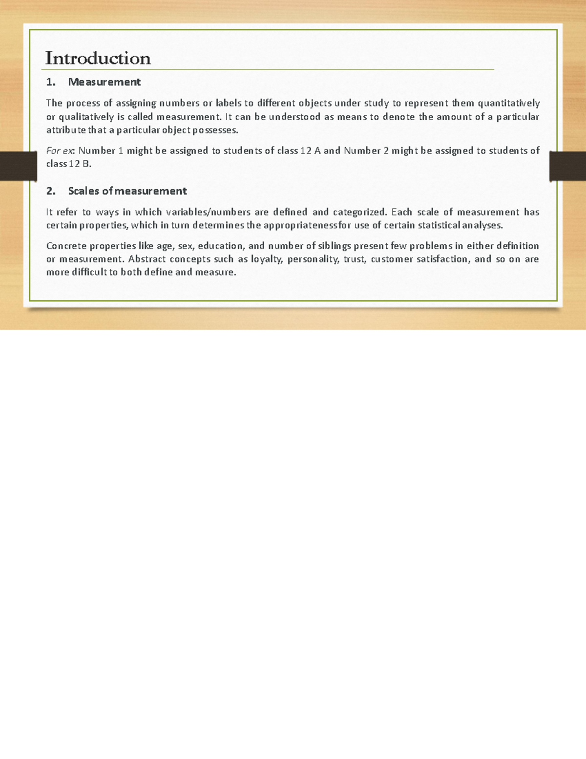 COD 12 - Introduction 1. Measurement The process of assigning numbers ...