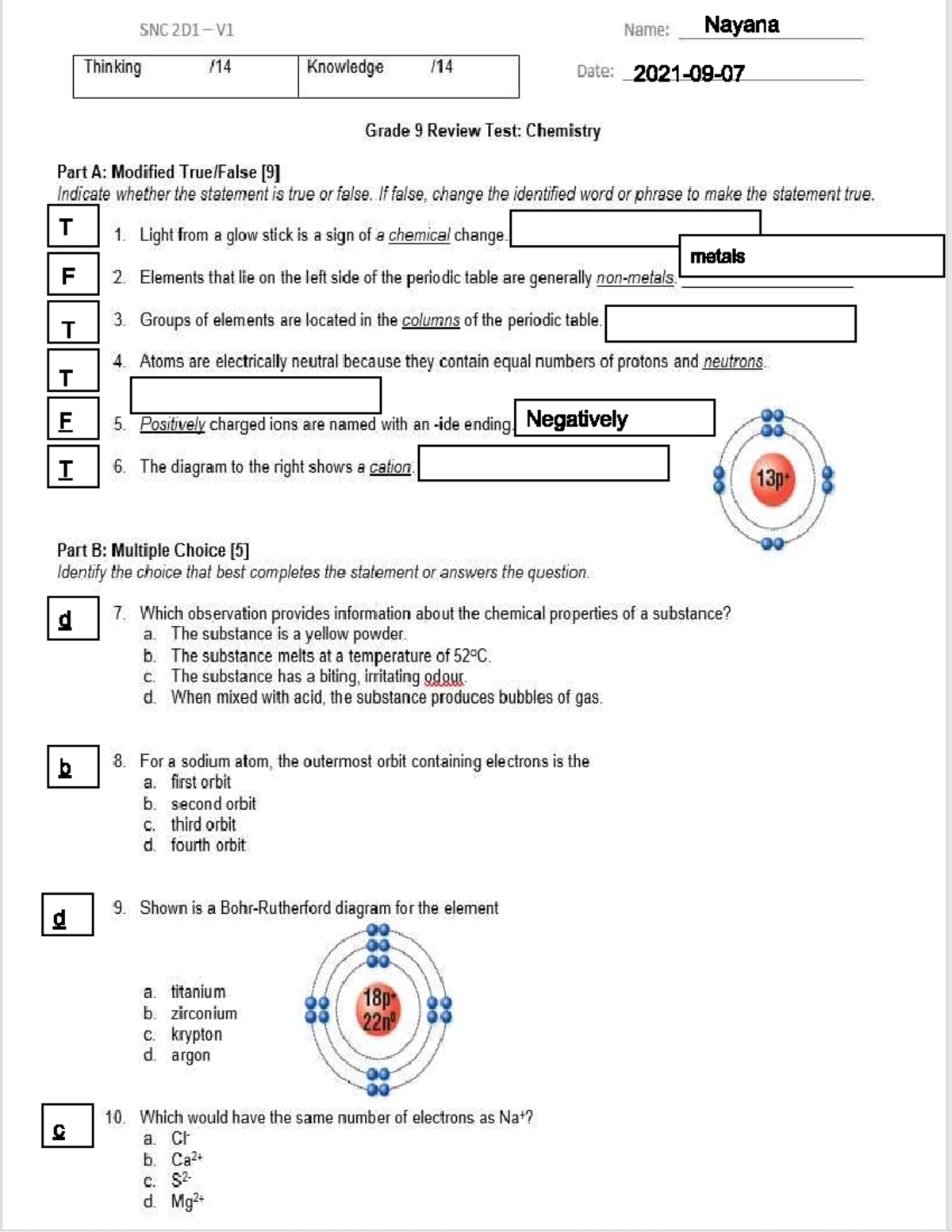Grade 9 review - good luck - BIOL 110 - Studocu