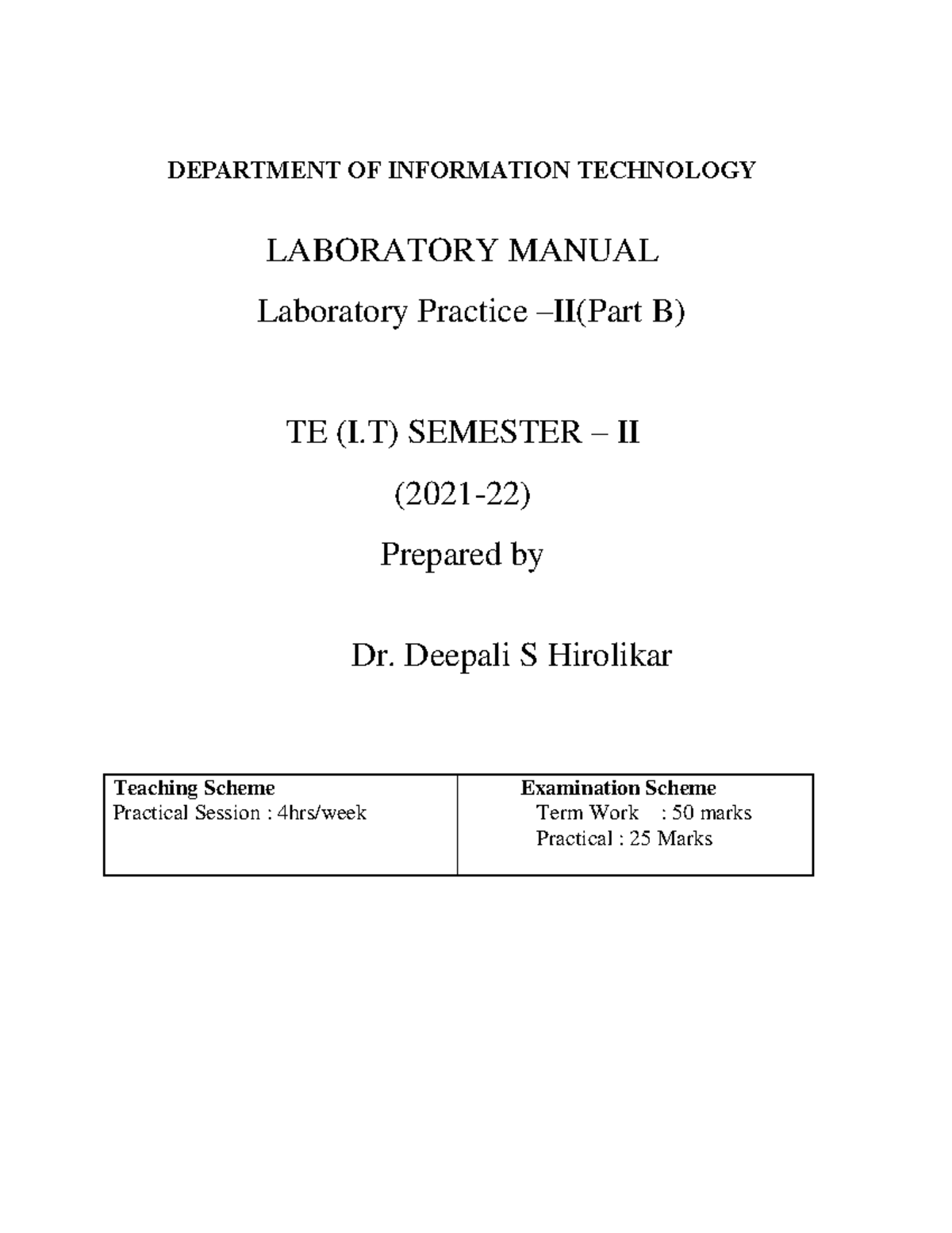 Lab Manual LP-II(SMD) Part B - DEPARTMENT OF INFORMATION TECHNOLOGY LABORATORY MANUAL Laboratory ...