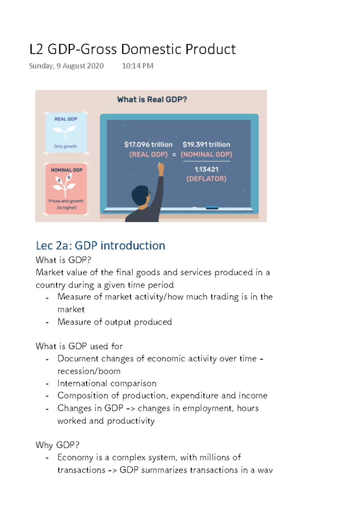 Macroeconomics Lecture 2- GDP-Gross Domestic Product - Lec 2a: GDP ...