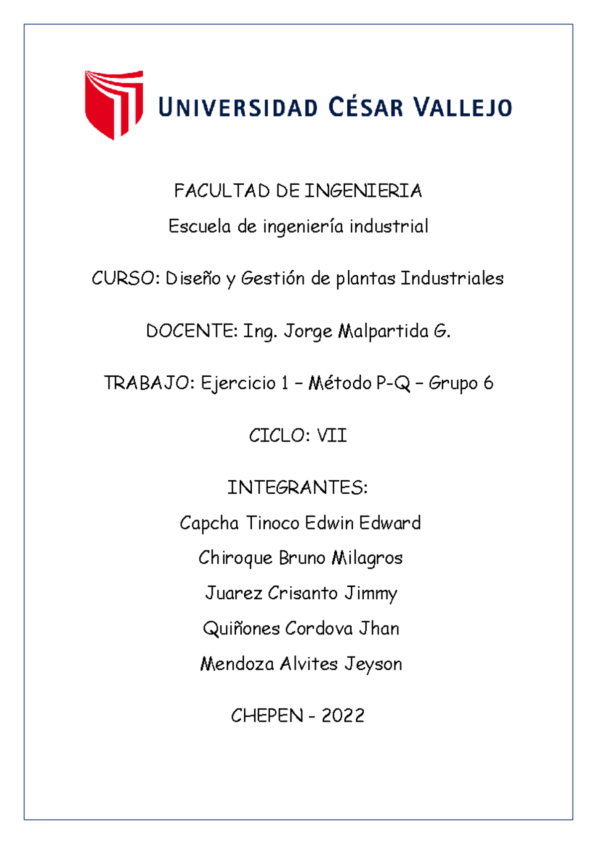 Caratula diseño - Informe de Practicas “i” - FACULTAD DE INGENIERIA ...