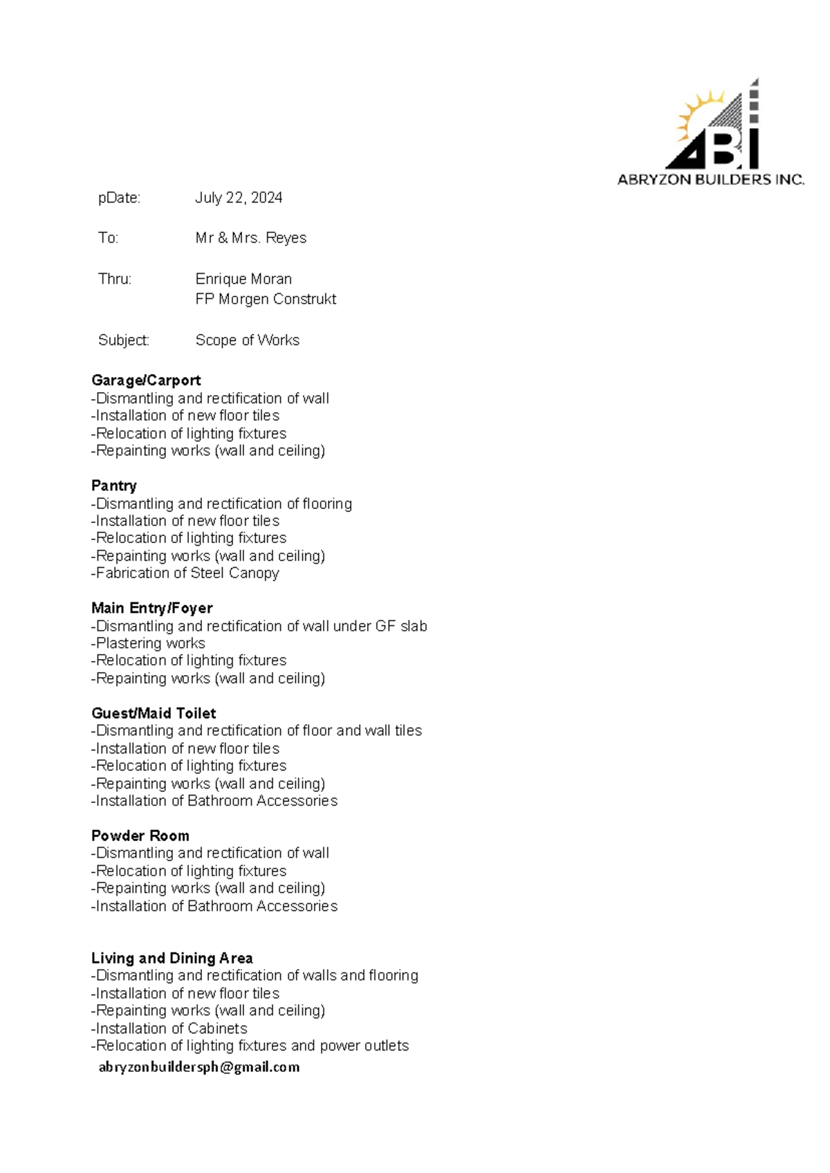 Reyes scope of works - asdasdasdasd - abryzonbuildersph@gmail pDate ...
