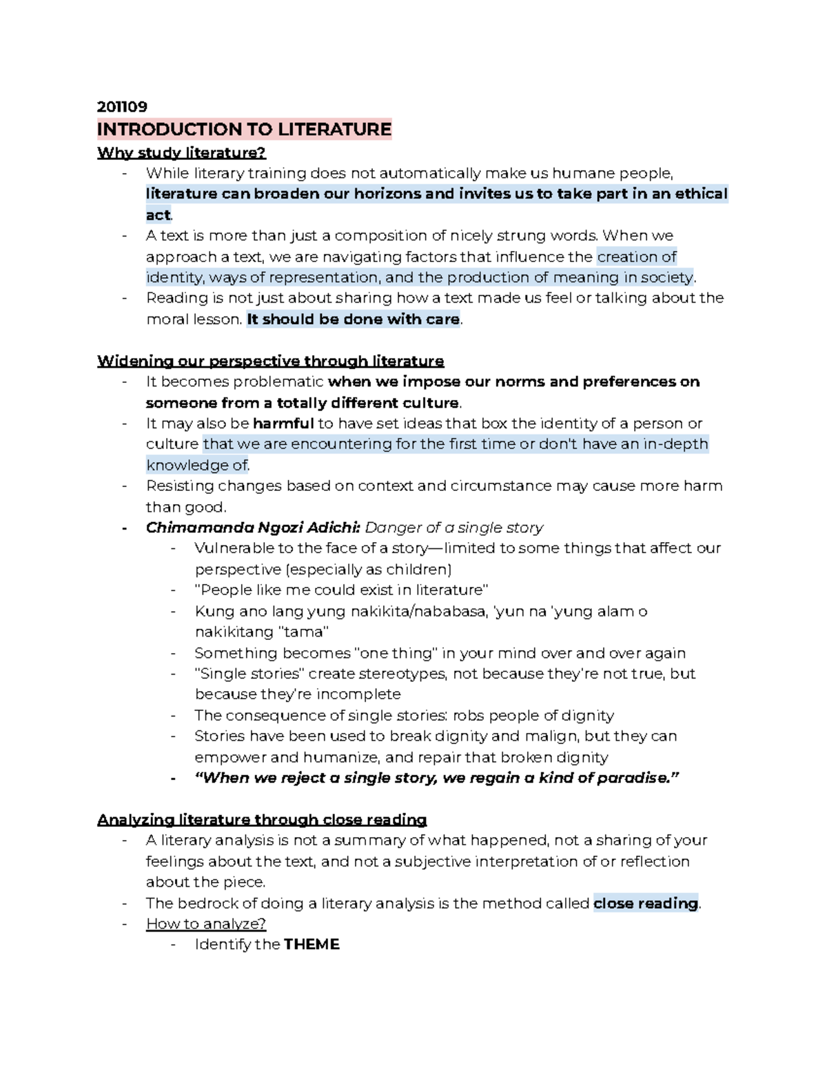 ENLIT 12 (Literature: Global Voices and Encounters) Notes - 201109 ...