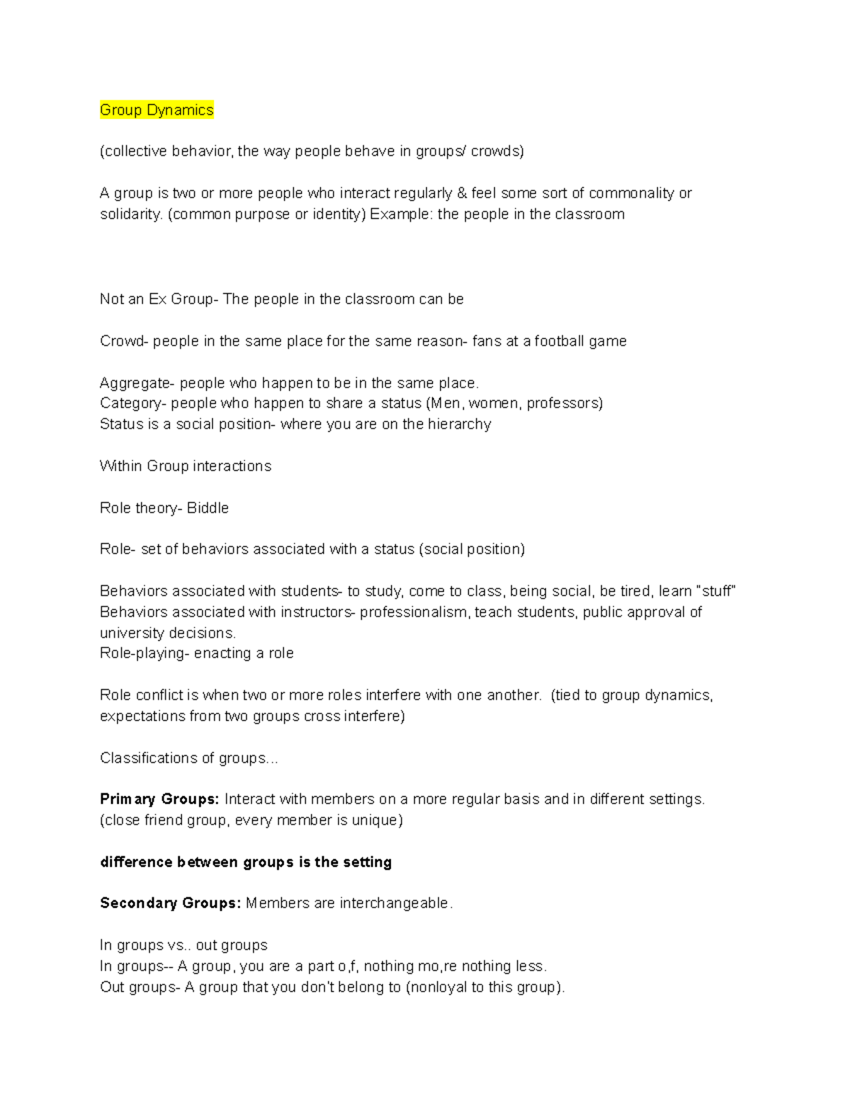 Sociology 9 - 15 - Group Dynamics (collective behavior, the way people ...