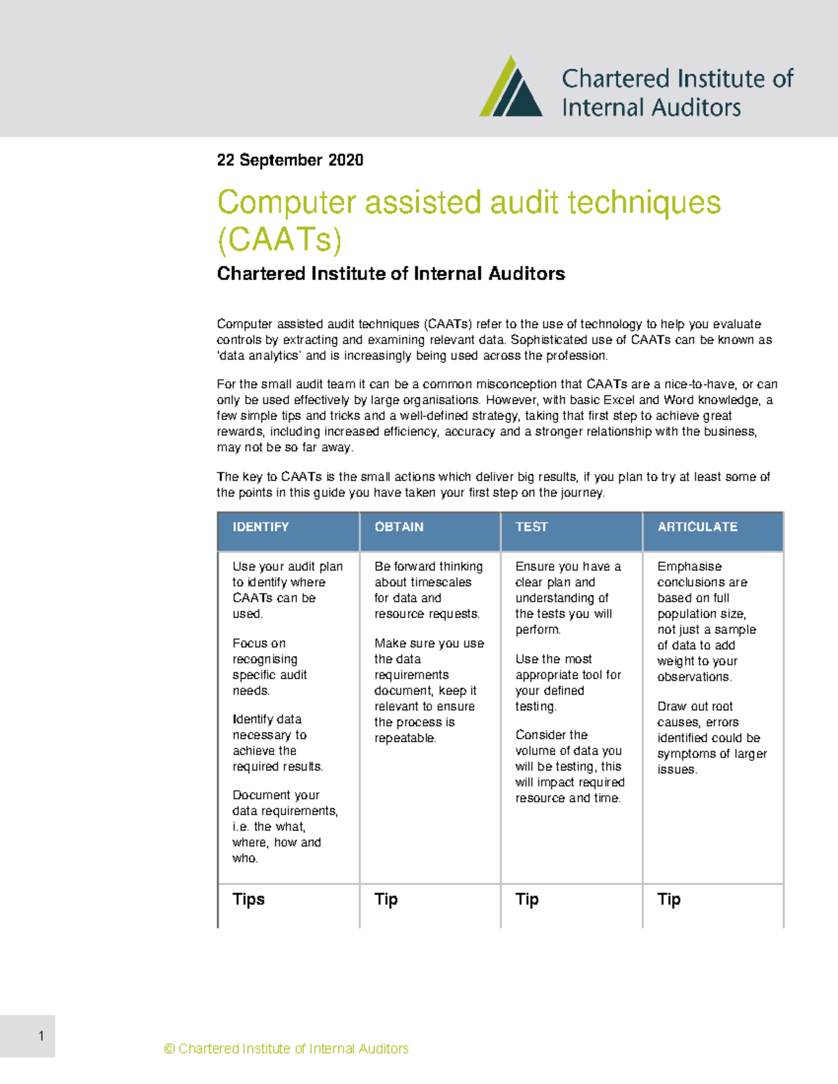 Computer assisted audit techniques (CAATs) - Sophisticated use of CAATs ...