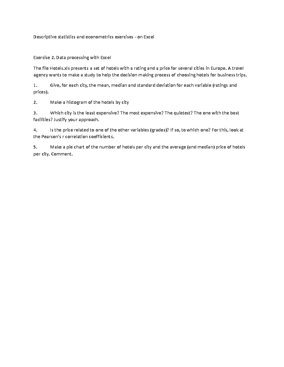 Exercises-2 - Stats - Descriptive statistics and econometrics exercises ...