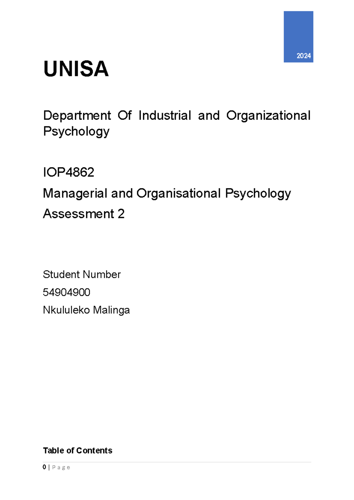 Assessment 2 - IOP4862 - Essay 2 - UNISA Department Of Industrial and ...