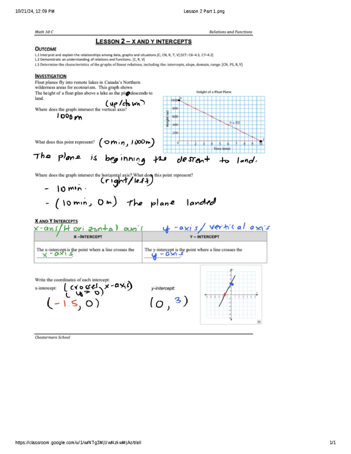 Lesson 2 Part 1 - class notes - 12:09 PM Lesson 2 Part 1 Math 10 C ...
