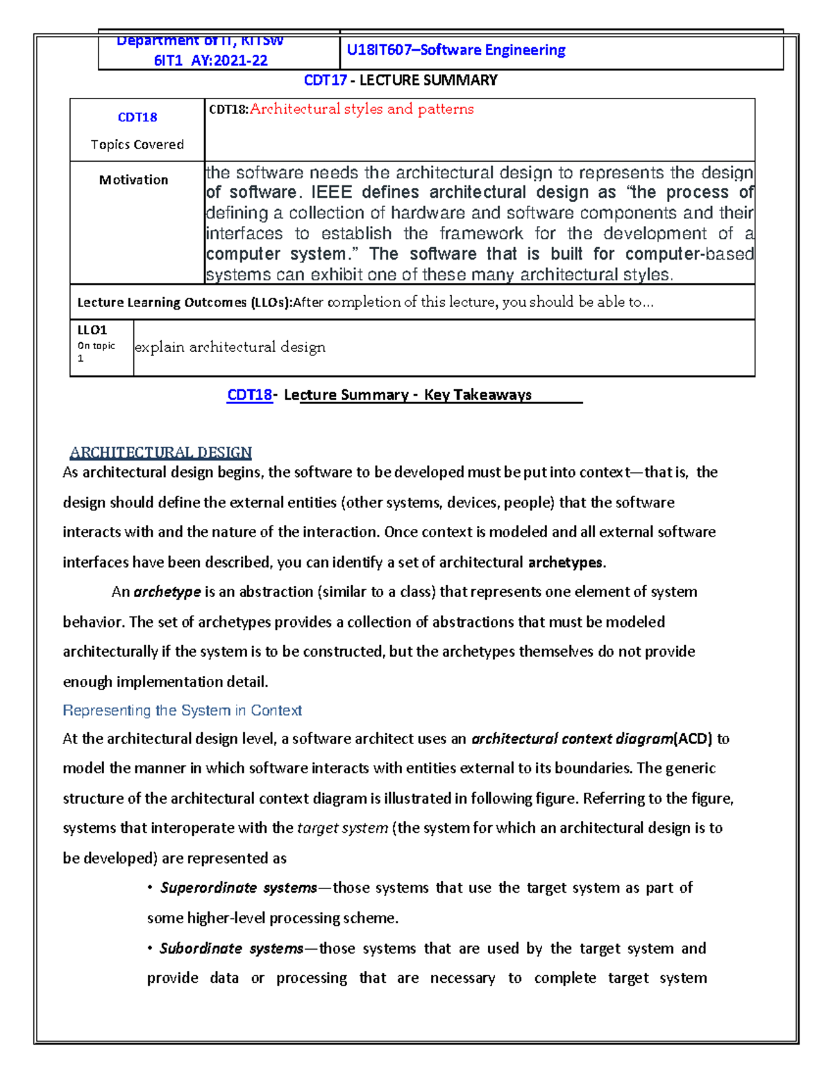 Architectural styles and pattern 2 - Department of IT, KITSW 6IT1 AY ...