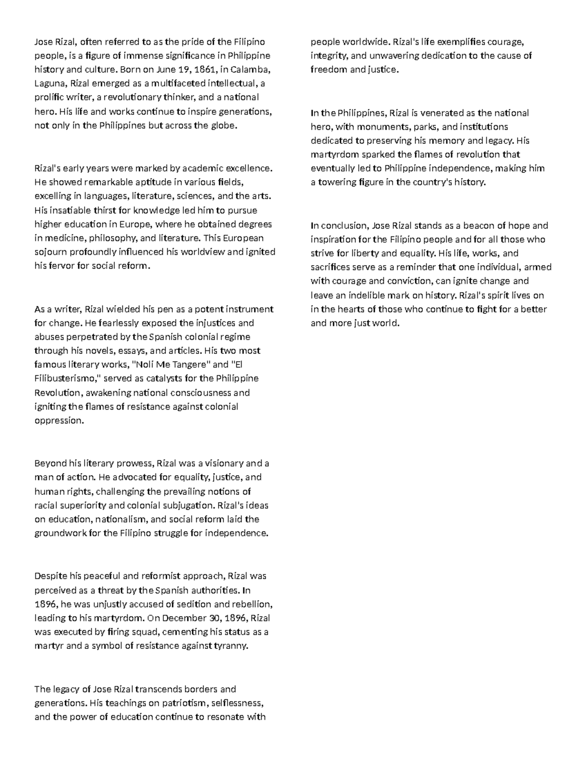 Jose Rizal - Born on June 19, 1861, in Calamba, Laguna, Rizal emerged ...