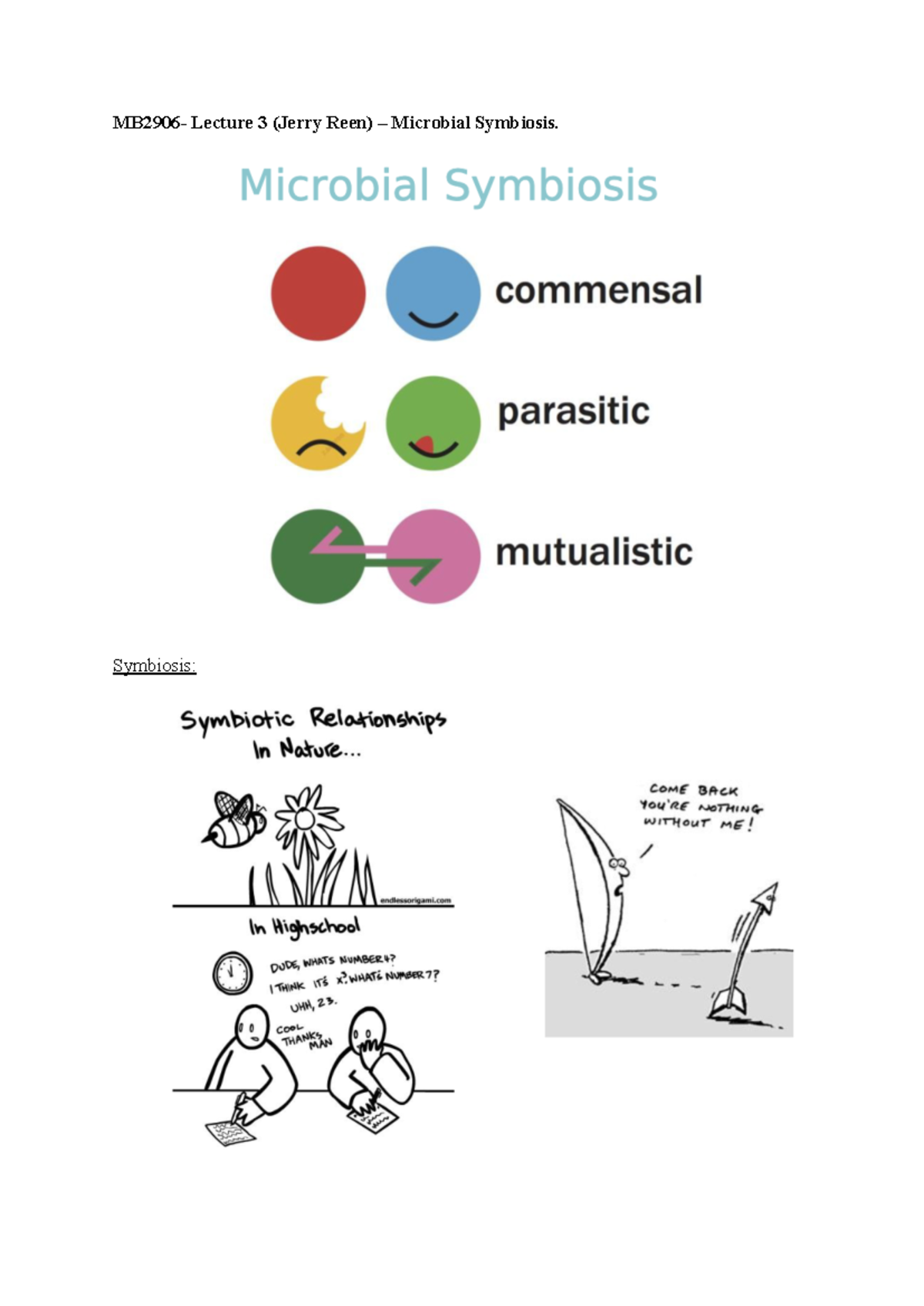MB2906- Lecture 3 (Jerry Reen) - Symbiosis: Microbial Symbiosis ...
