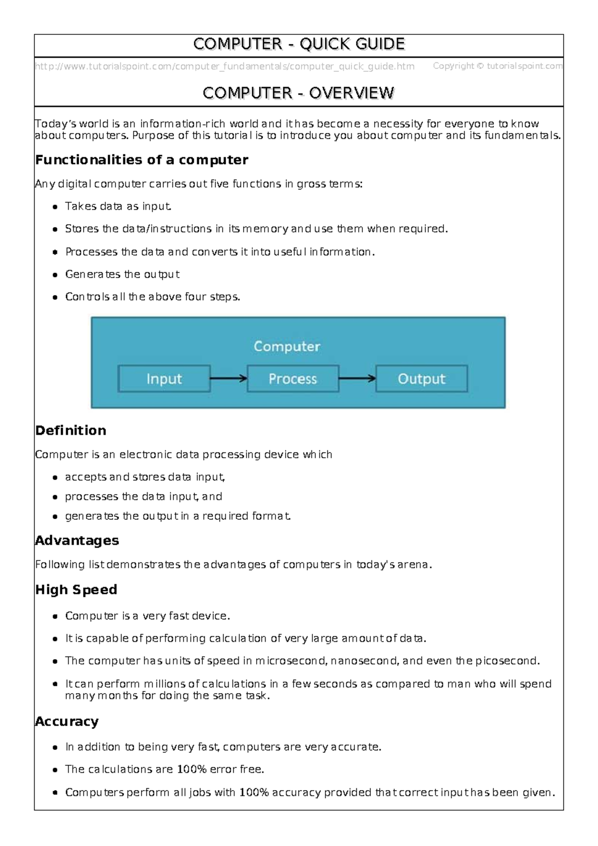 Computer Quick Guide Computer Quick GUID - - Studocu