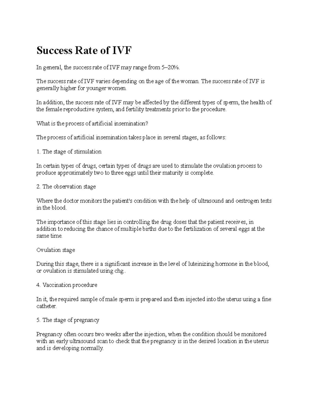 Success Rate of IVF - Nursing - Assignment - 2021/2022 - Success Rate ...