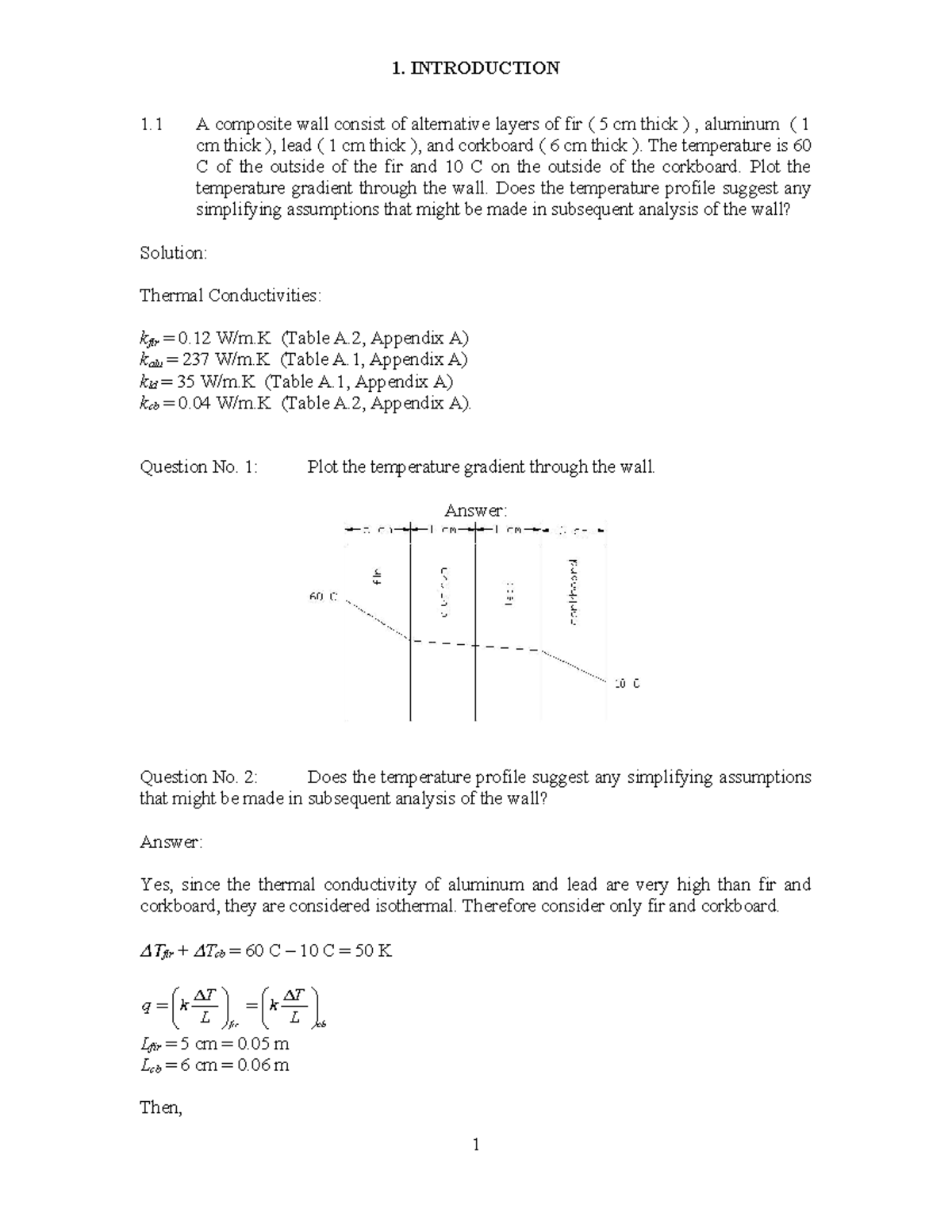 Solved problems in heat transfer - 1 A composite wall consist of ...