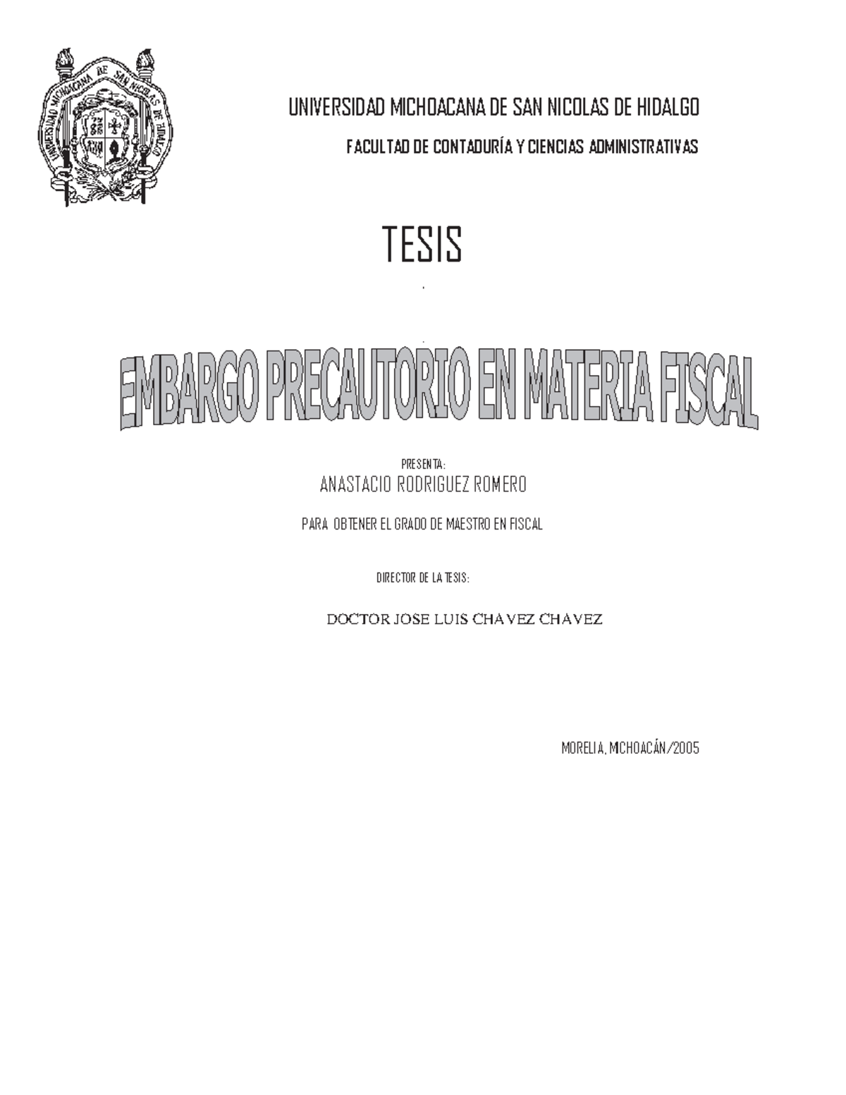 Embargo Precautorio Fiscal - UNIVERSIDAD MICHOACANA DE SAN NICOLAS DE ...