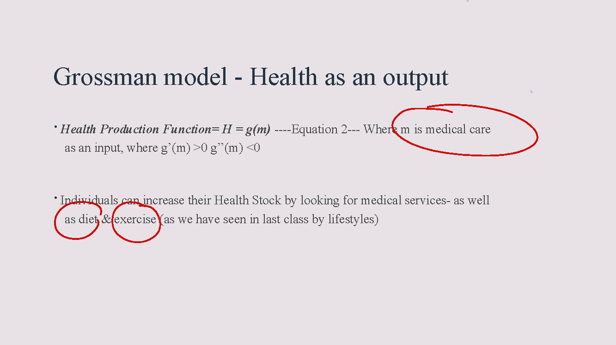4 notes for lesson - Introduction to Economics - Grossman model ...