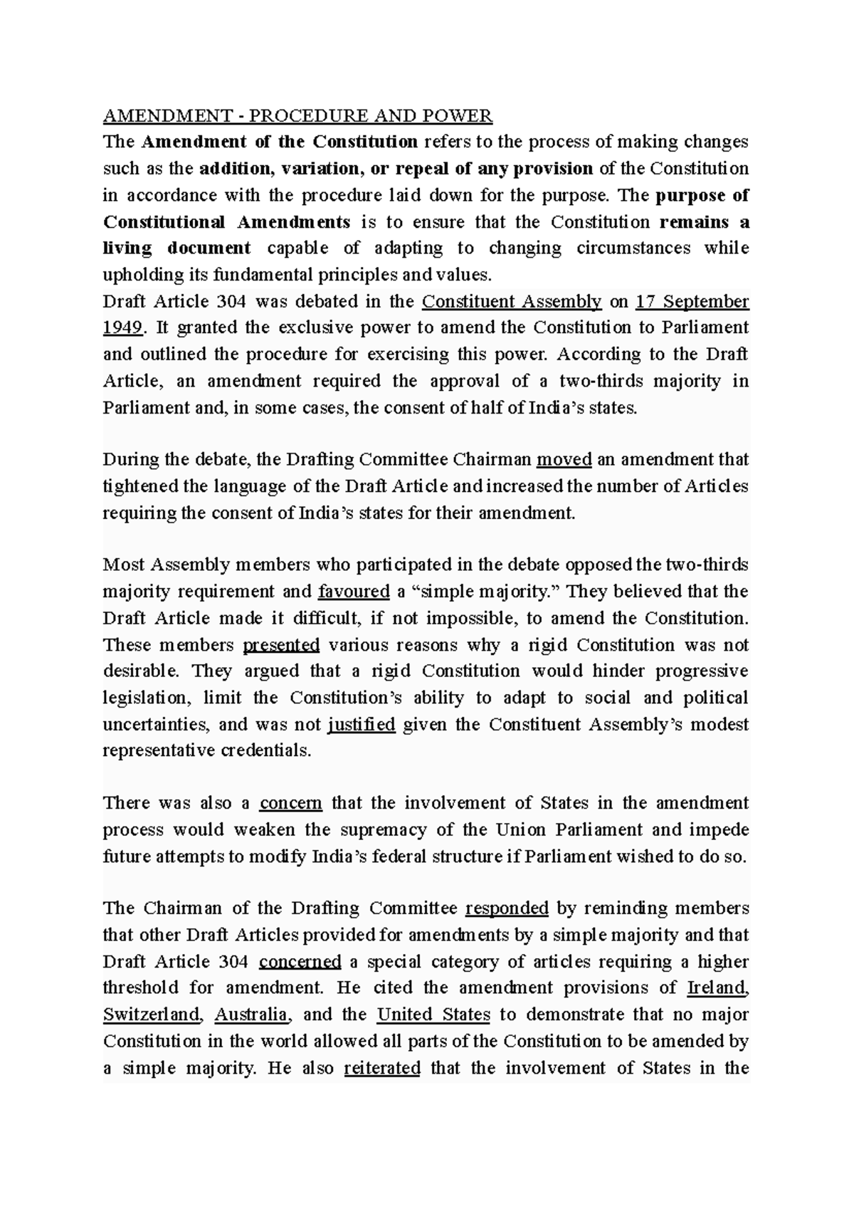 Amendment - Procedure AND Power - AMENDMENT - PROCEDURE AND POWER The ...