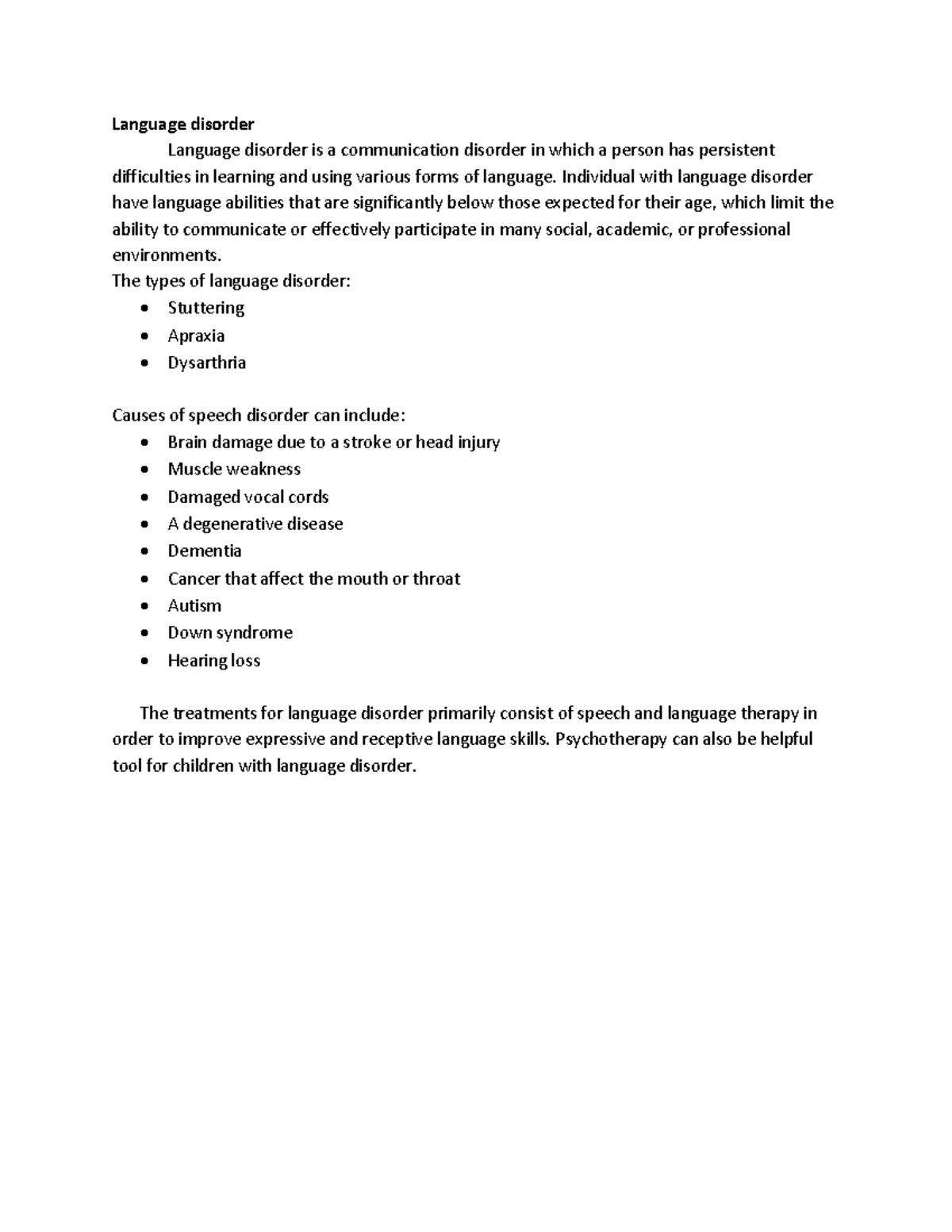 Language Disorder Language Disorder Language Disorder Is A