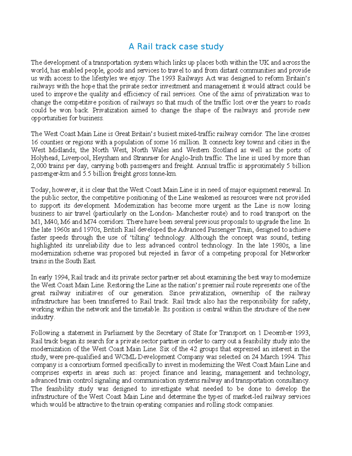 PSMCase study Rail track - A Rail track case study The development of a ...
