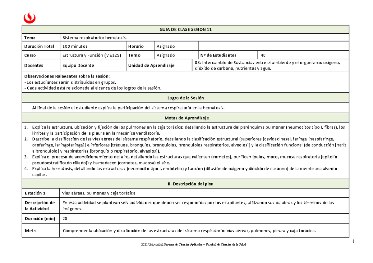 ME129 Sesión 11 Guía de Clase - GUIA DE CLASE SESION 11 Tema Sistema ...