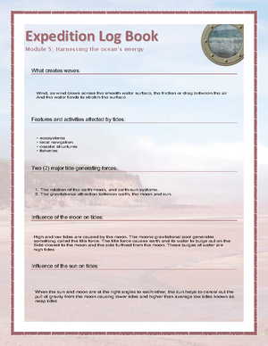 Ocsc 1000 - Log Book 4 - Expedition Log Book Module 4 : Tracking El ...