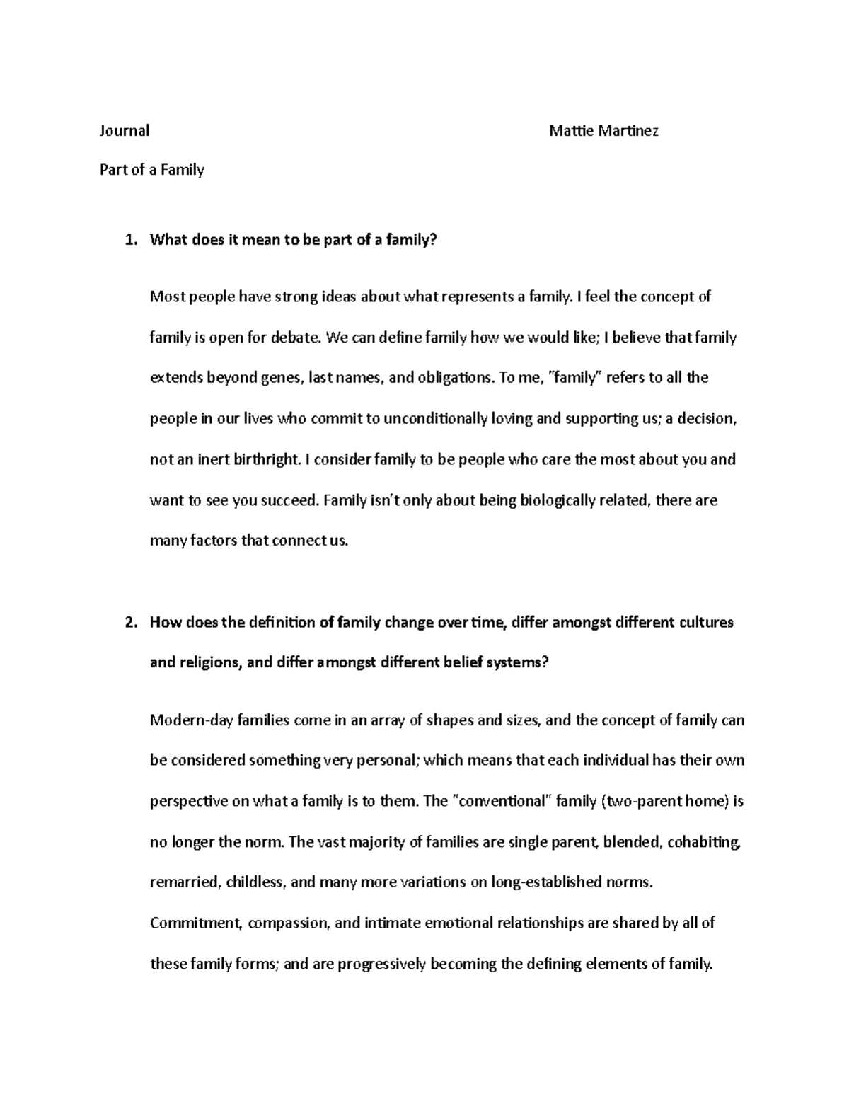 Journal family - west - Journal Mattie Martinez Part of a Family What ...