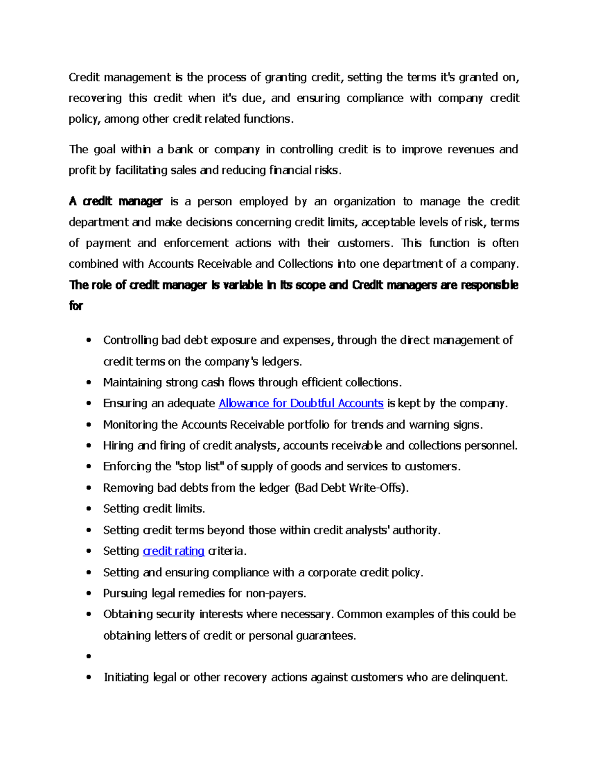 lecturer in public administration - Credit management is the process of ...