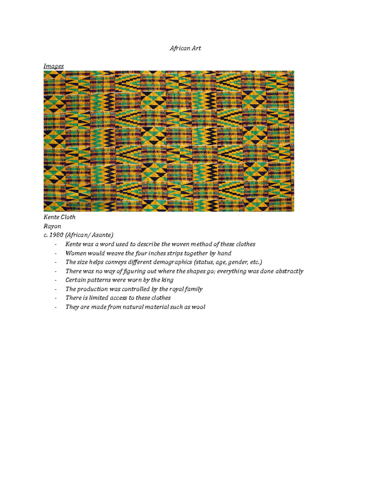 African Art - Professor Carter - African Art Images Kente Cloth Rayon c ...