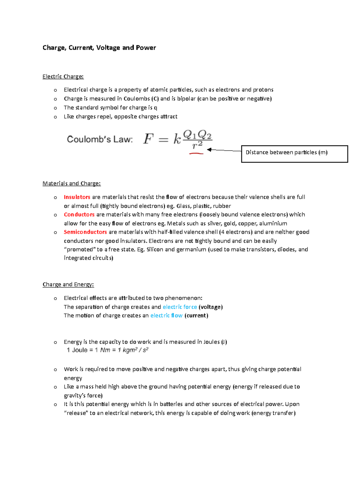 Charge, Current, Voltage and Power - Charge, Current, Voltage and Power ...