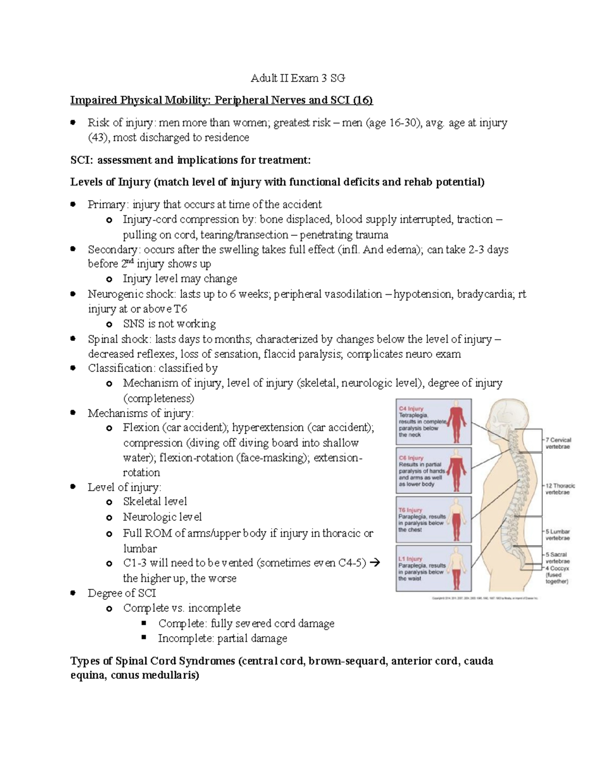 Adult 2 exam 3 sg - Exam study guide and lecture material review ...