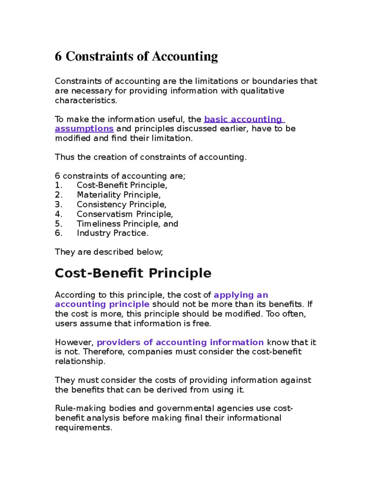 6 Constraints of Accounting - 6 Constraints of Accounting Constraints of accounting are the ...