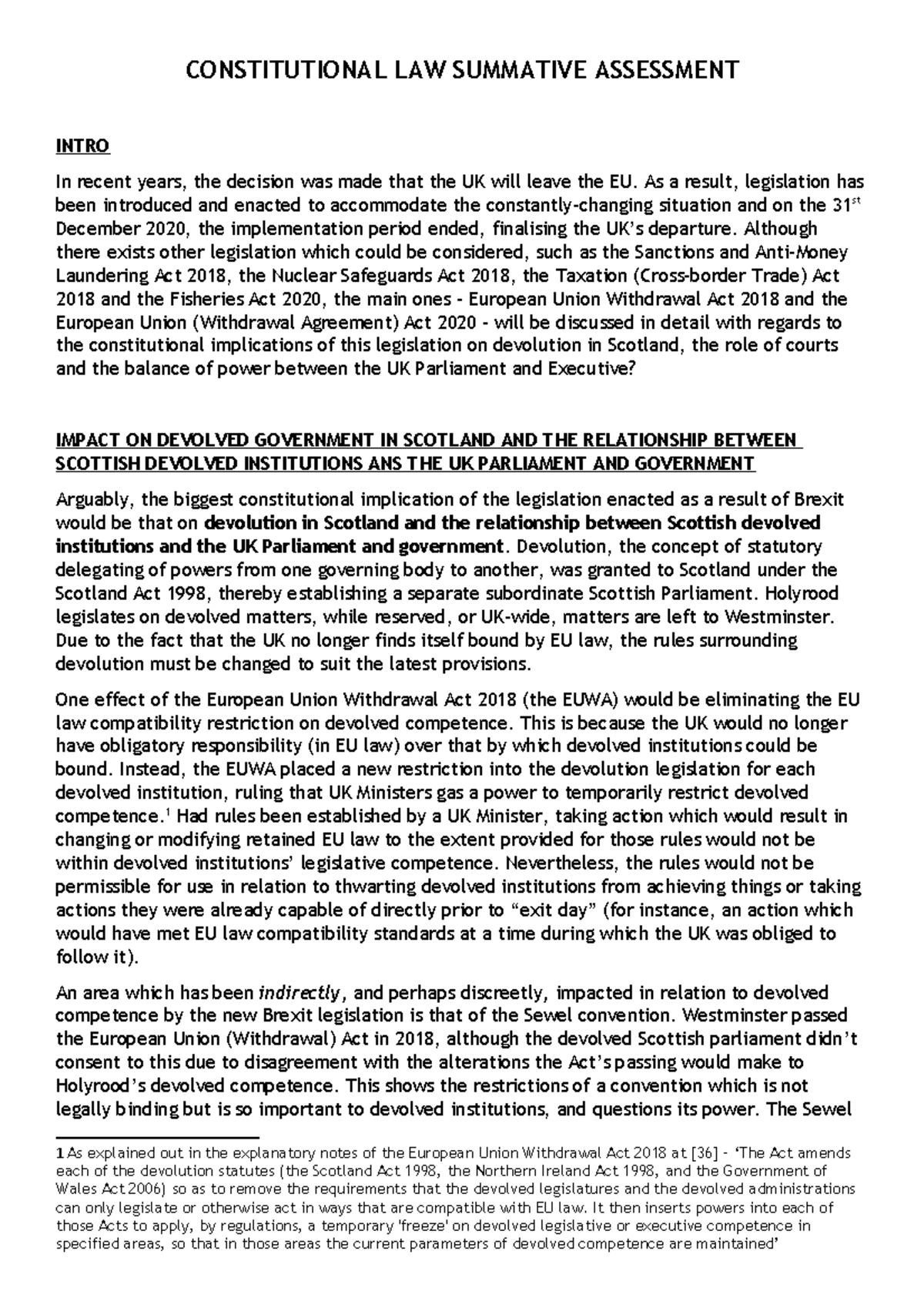 Summative Assignment essay - CONSTITUTIONAL LAW SUMMATIVE ASSESSMENT ...