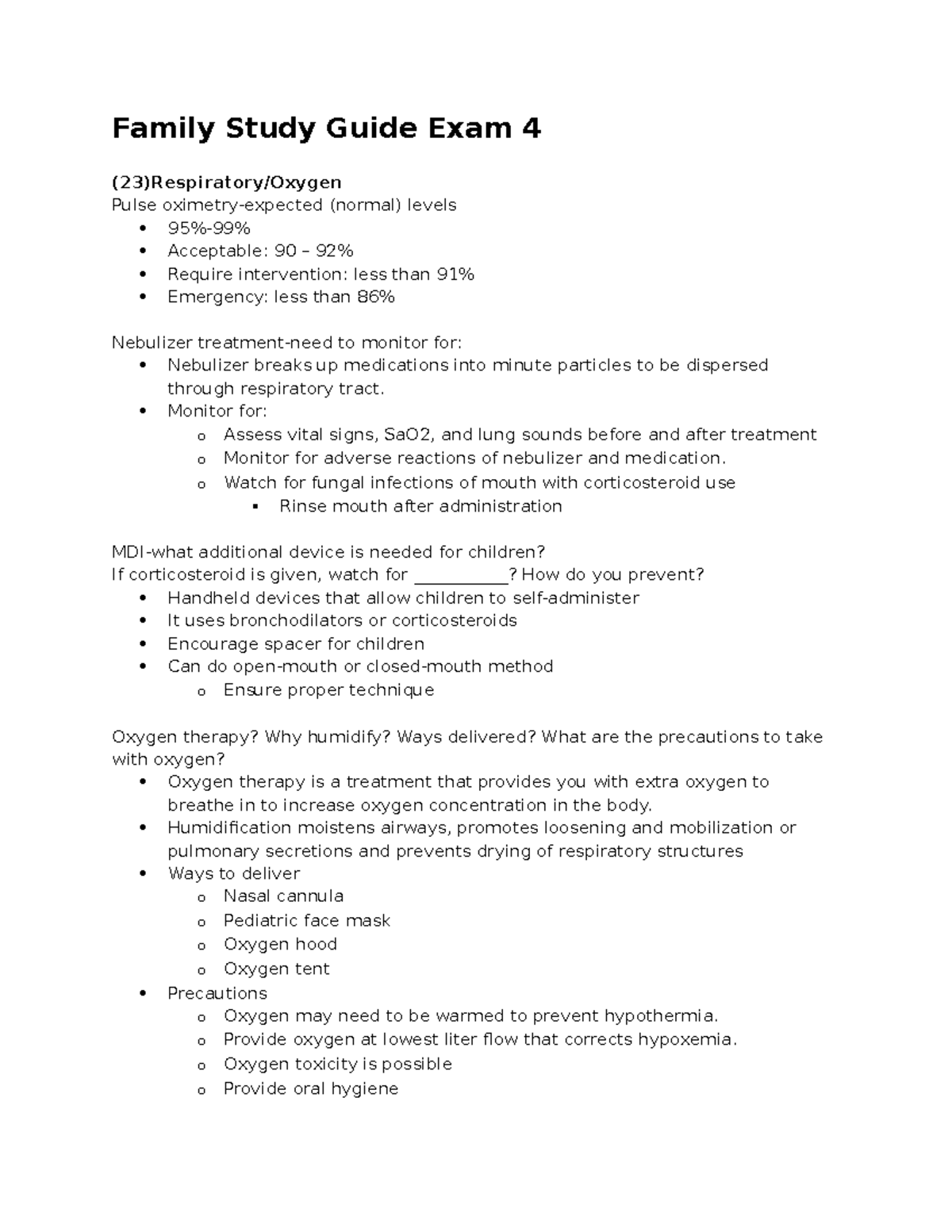 Family Health Exam 4 Study Guide - Family Study Guide Exam 4 (23 ...