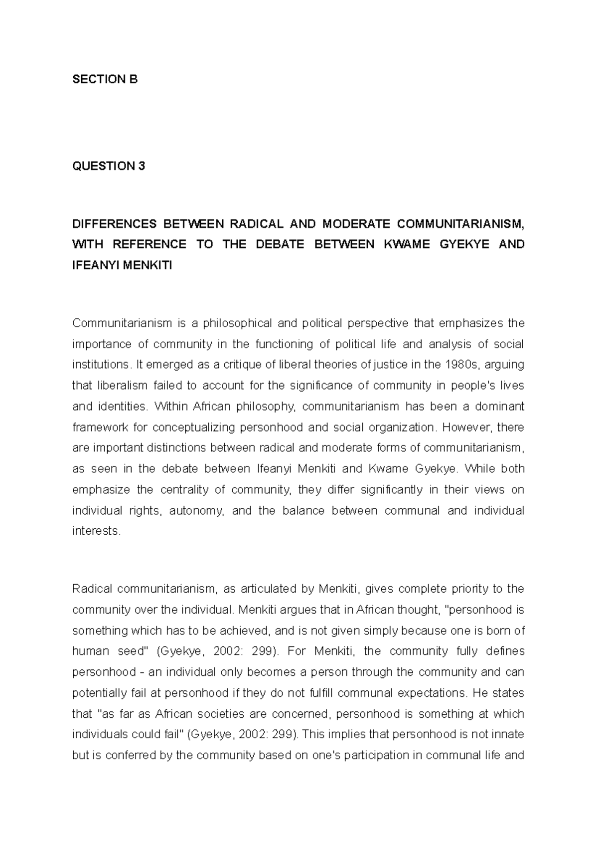 PLS1502 Essay - SECTION B QUESTION 3 DIFFERENCES BETWEEN RADICAL AND ...