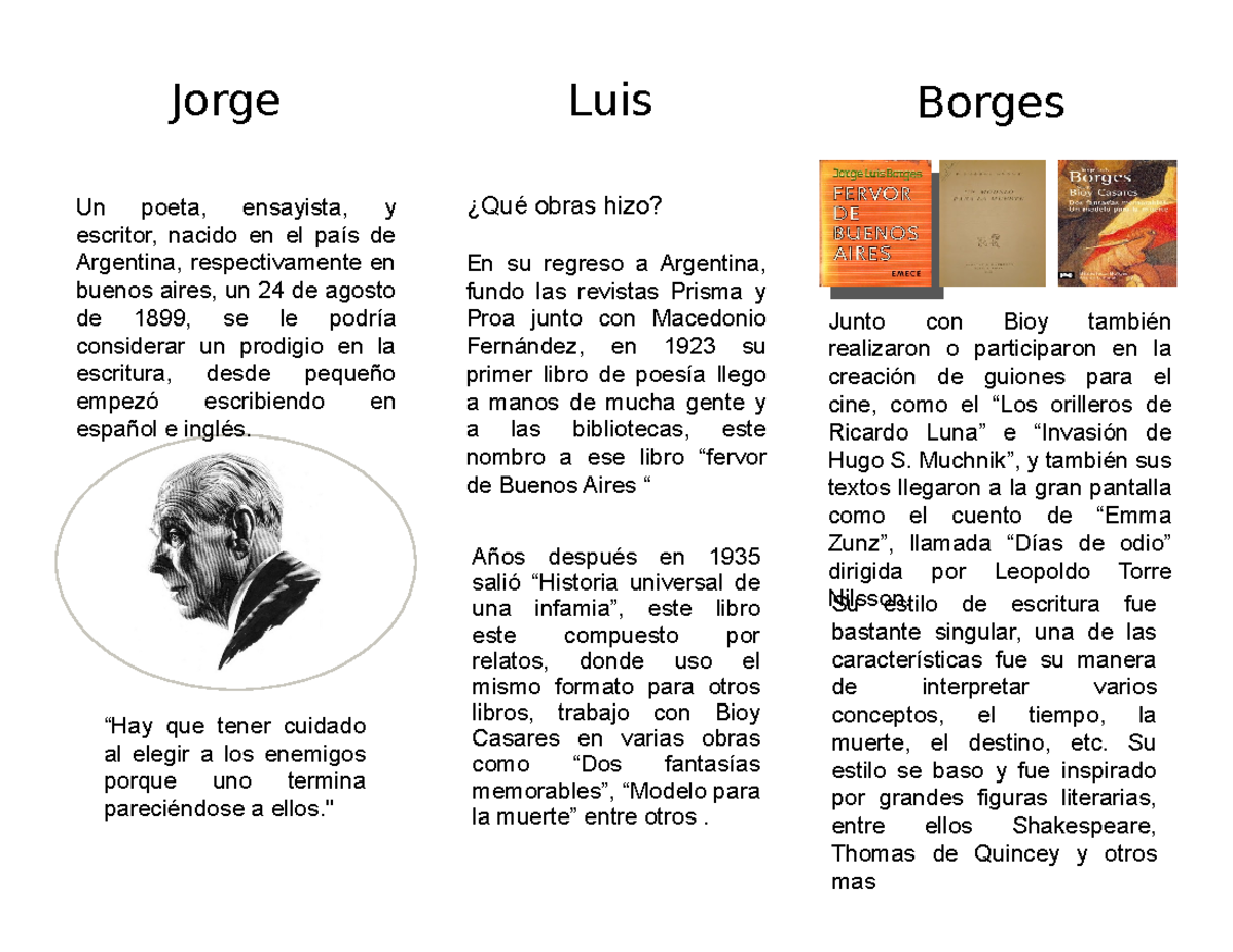 Triptico de jorge luis borges 1676269087408 - “Hay que tener cuidado al ...