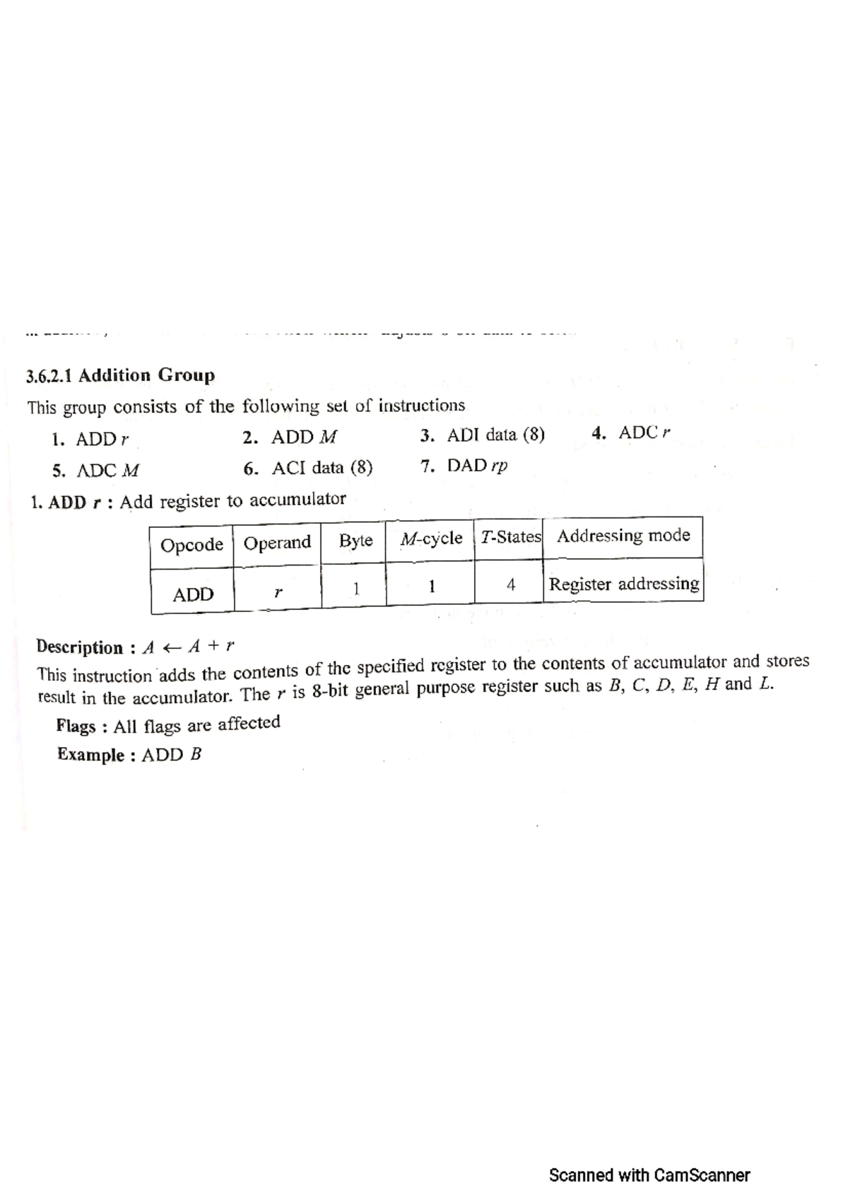 Arithmatic grp inst set - Microprocessor - Studocu