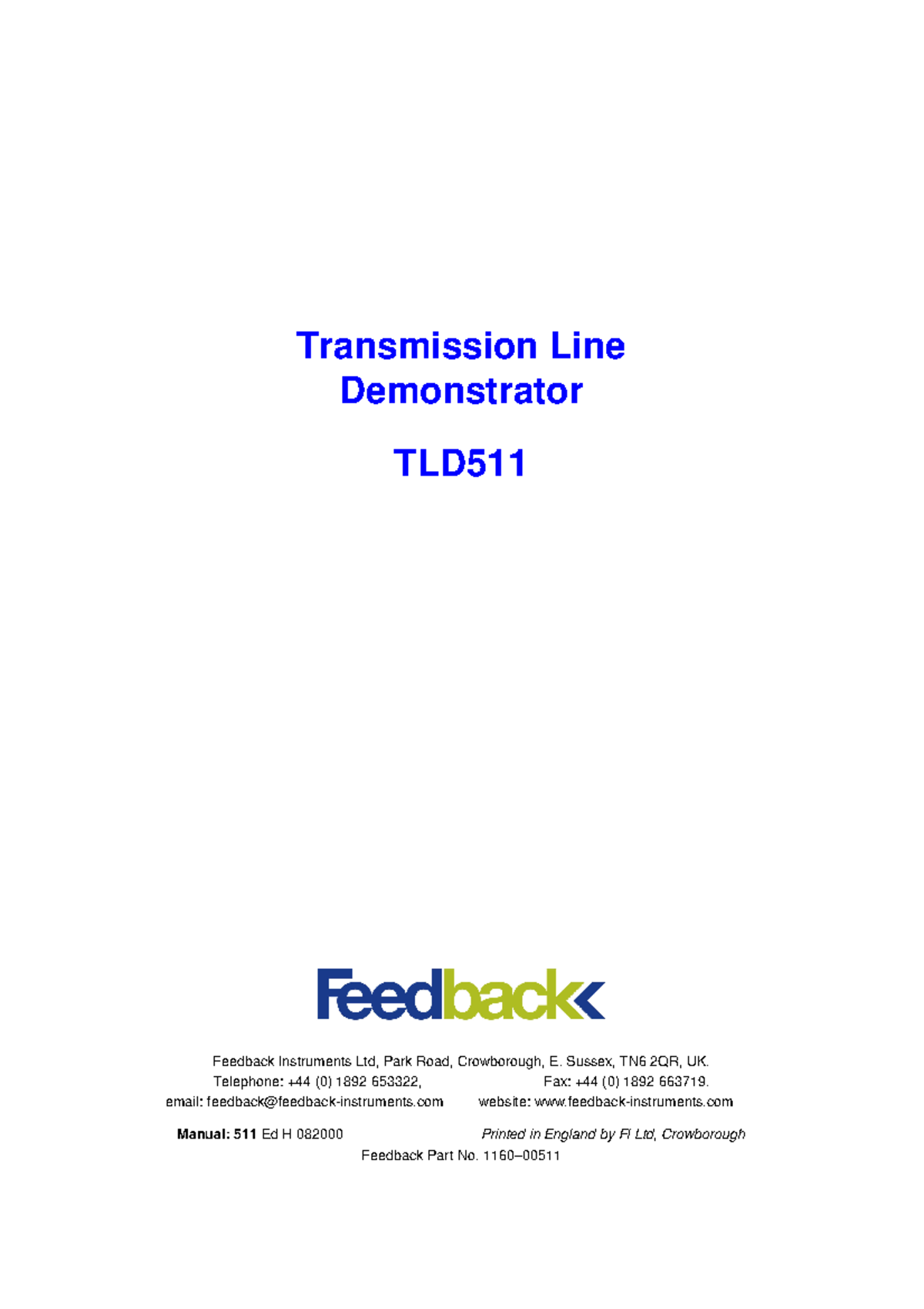 TLD511 Ed H - TMAS Lab Manual - Transmission Line Demonstrator TLD ...