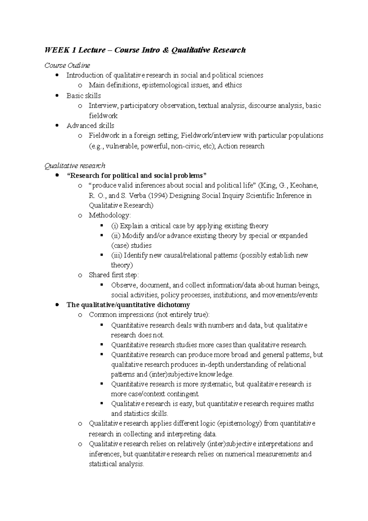 Week 1 Lecture - WEEK 1 Lecture – Course Intro & Qualitative Research ...