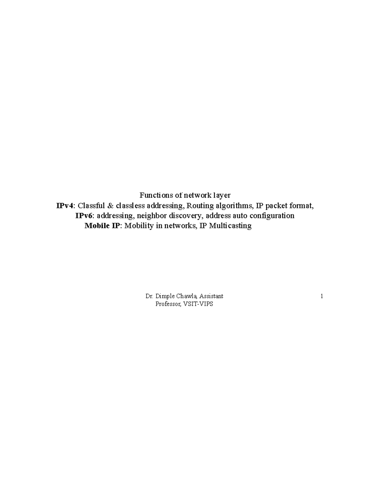 Unit 3 Network Layer Functions Of Network Layer Ipv4 Classful And Classless Addressing Routing 1389