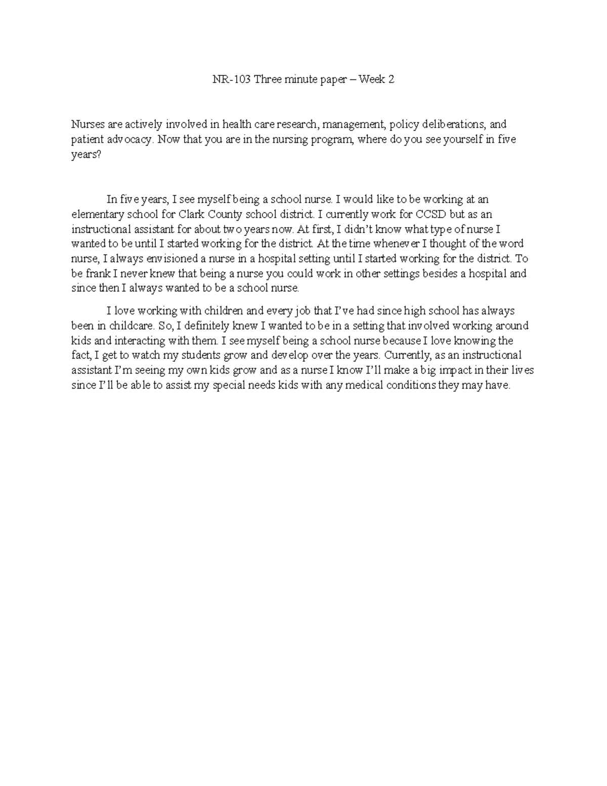 3 Minute paper Week 2-c64851 a2-3d03-461a-9368-b655e6841bf7 - NR-103 ...