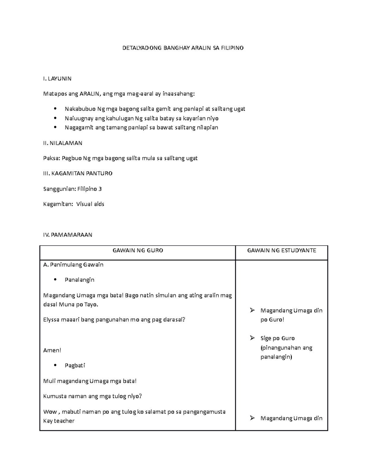 Demo teaching in INCS - Sample lp - DETALYADONG BANGHAY ARALIN SA ...