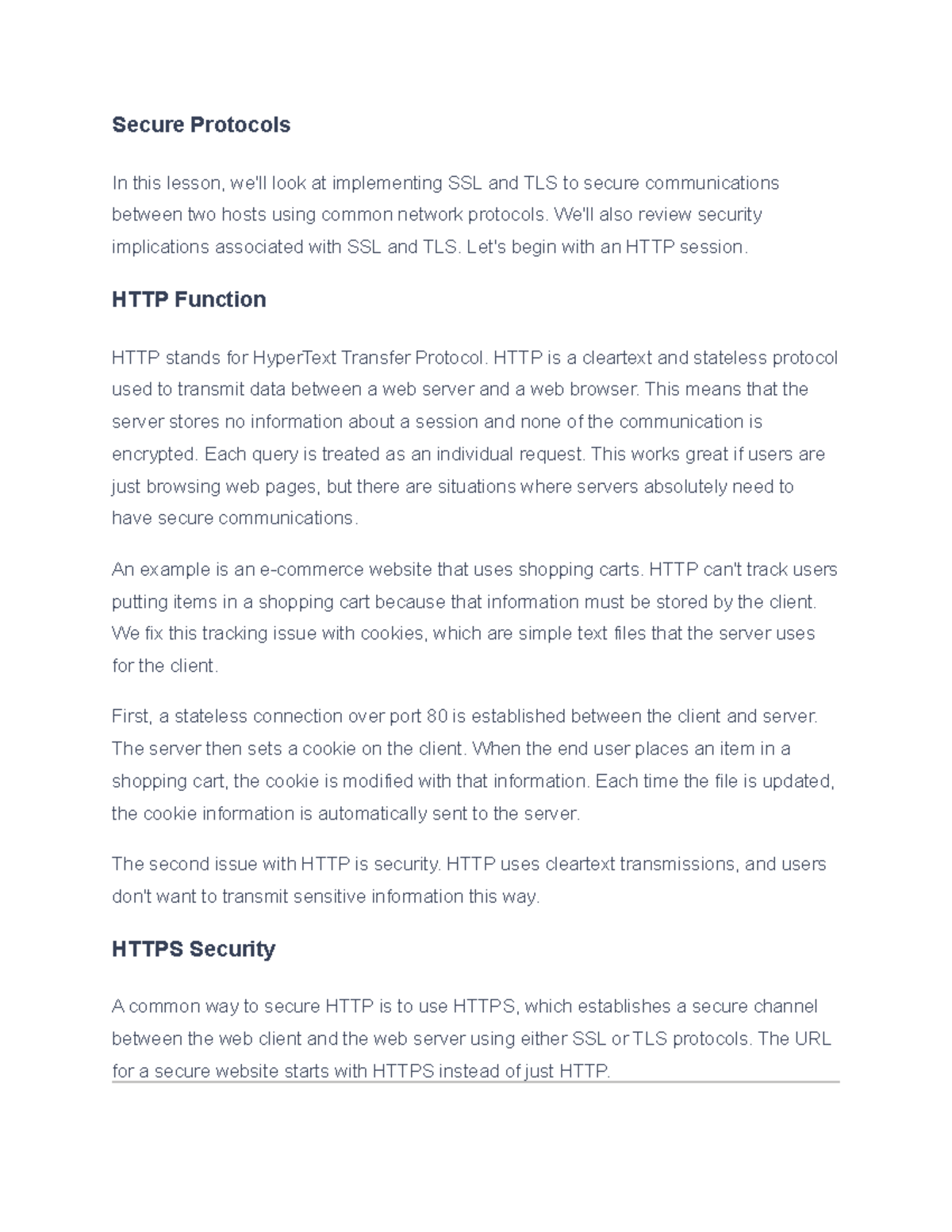 10.1.2 Secure Protocols 2 - Secure Protocols In this lesson, we'll look ...