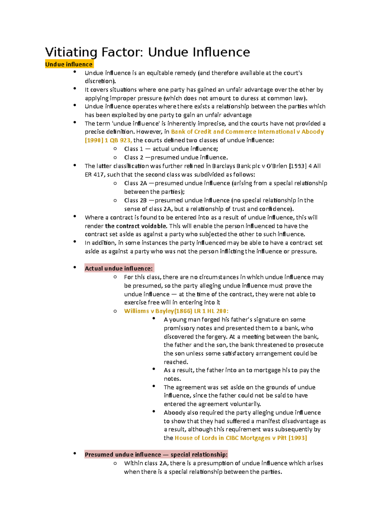 Vitiating Factor Undue Influence - Vitiating Factor: Undue Inluence ...