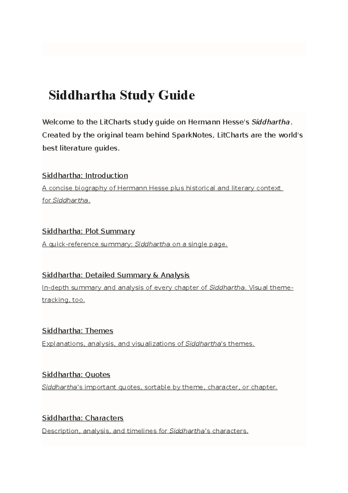 Siddhartha Study Guide - Siddhartha Study Guide Welcome to the ...