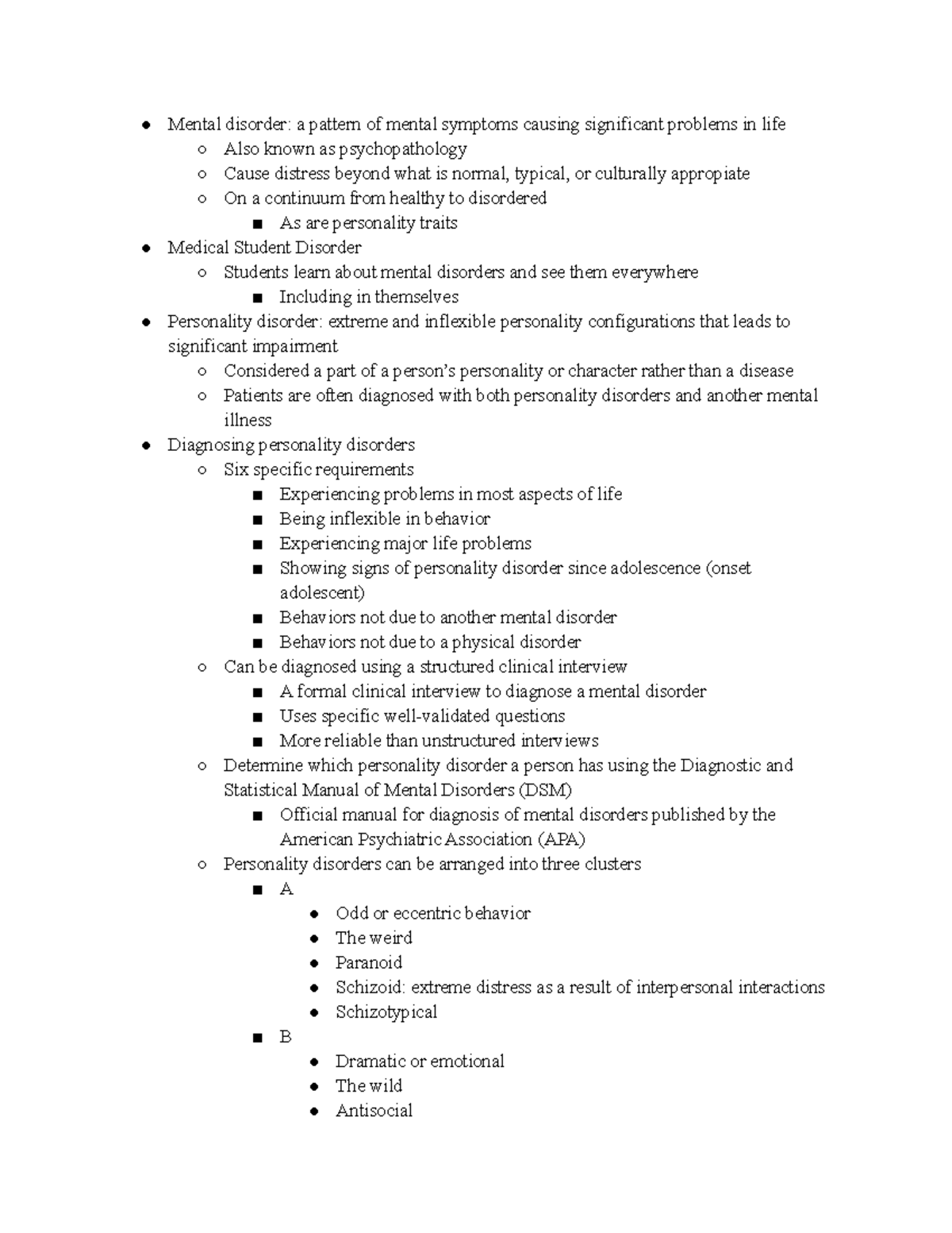Chapter 14 - Textbook notes - Mental disorder: a pattern of mental ...