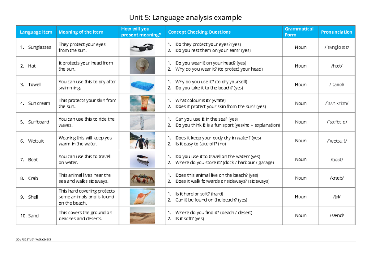 Language analysis v1-1 - Unit 5: Language analysis example COURSE STUDY ...