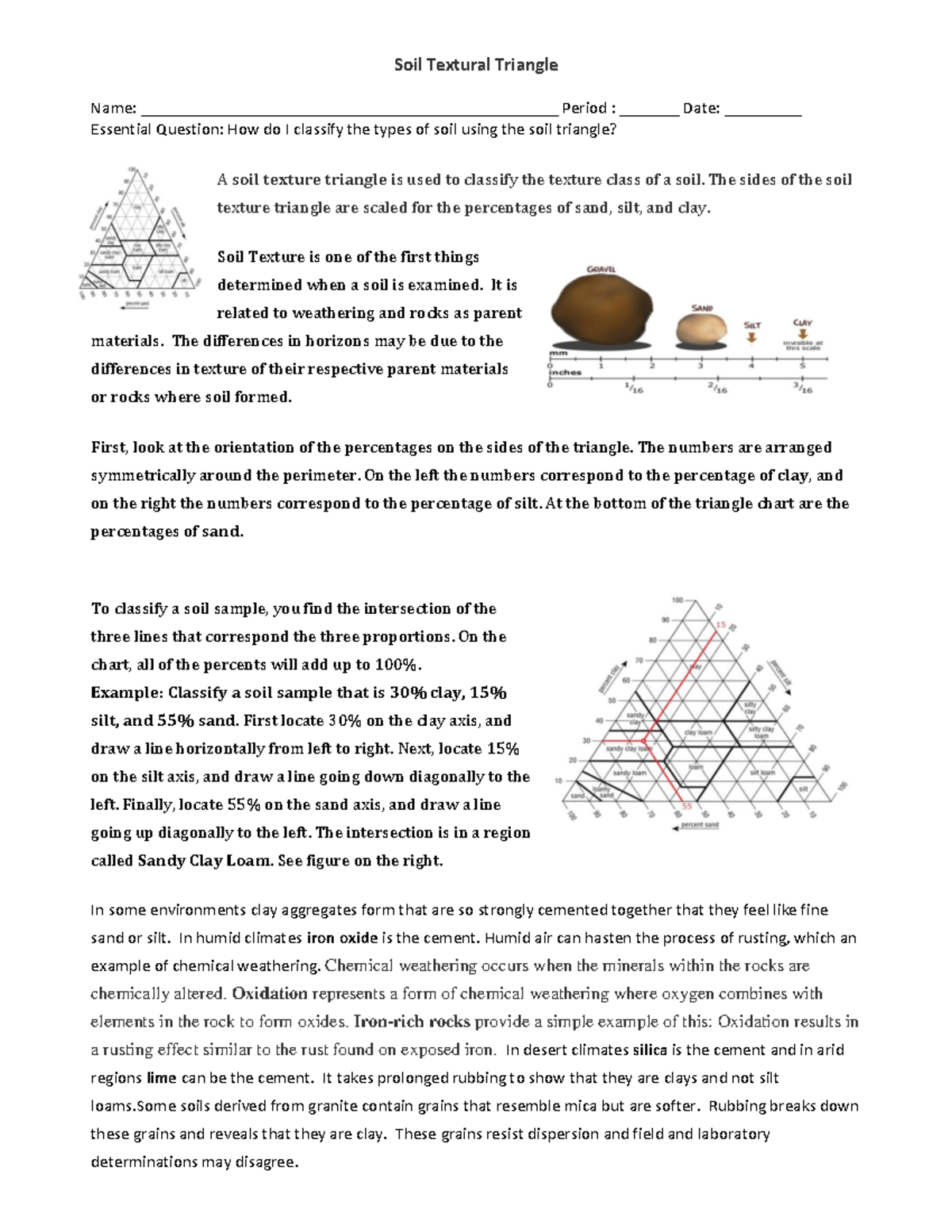 Soil Textural Triangle WS ENVS120 Practuse WORK - Soil Textural ...