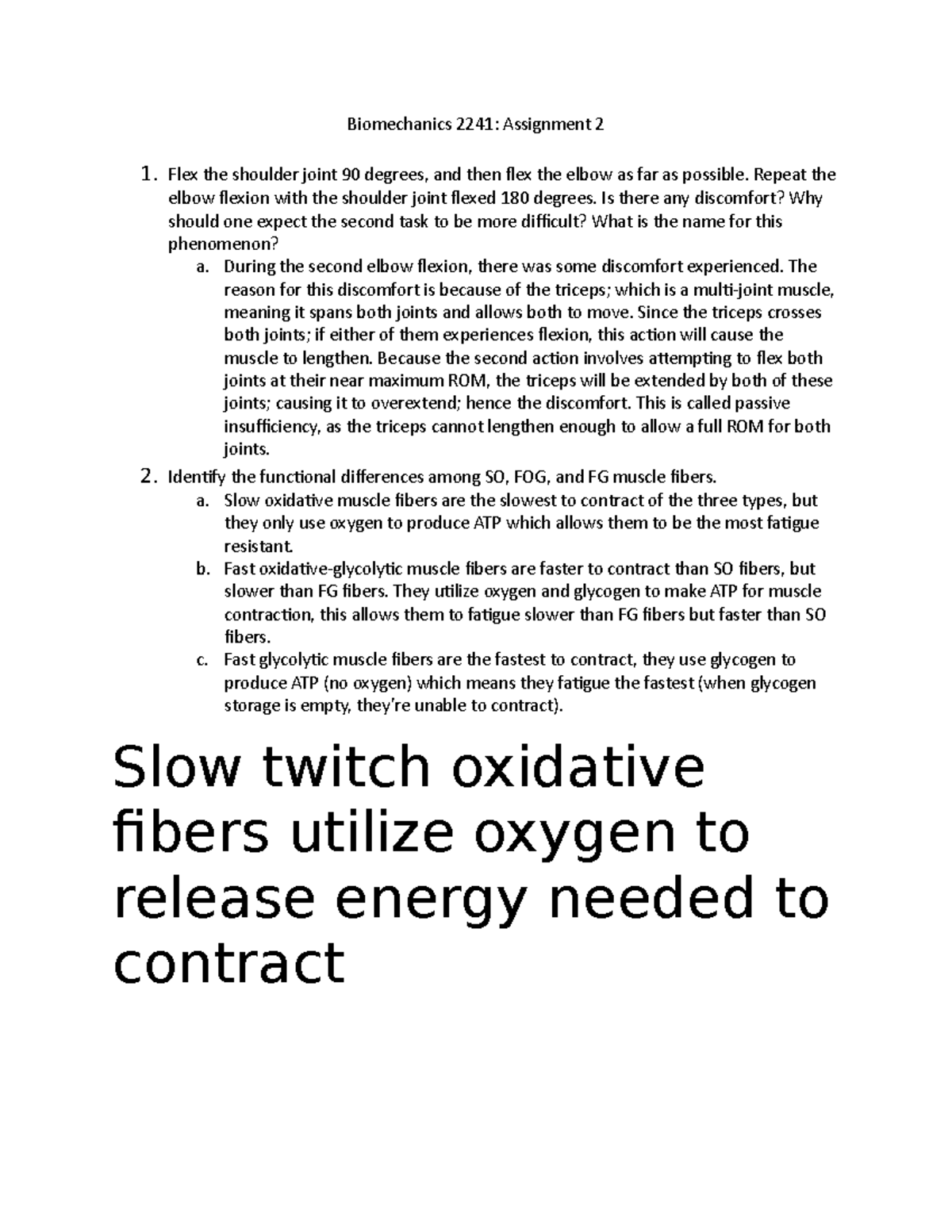 Assignment 2 2241 - Biomechanics 2241: Assignment 2 1. 2. Flex the ...